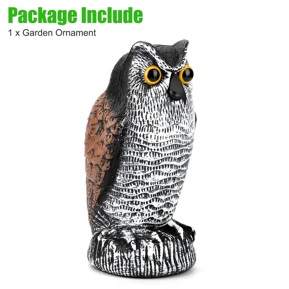 2x Owl Decoy Statue Protect Garden Scare Birds Away Pigeon Repellent ...