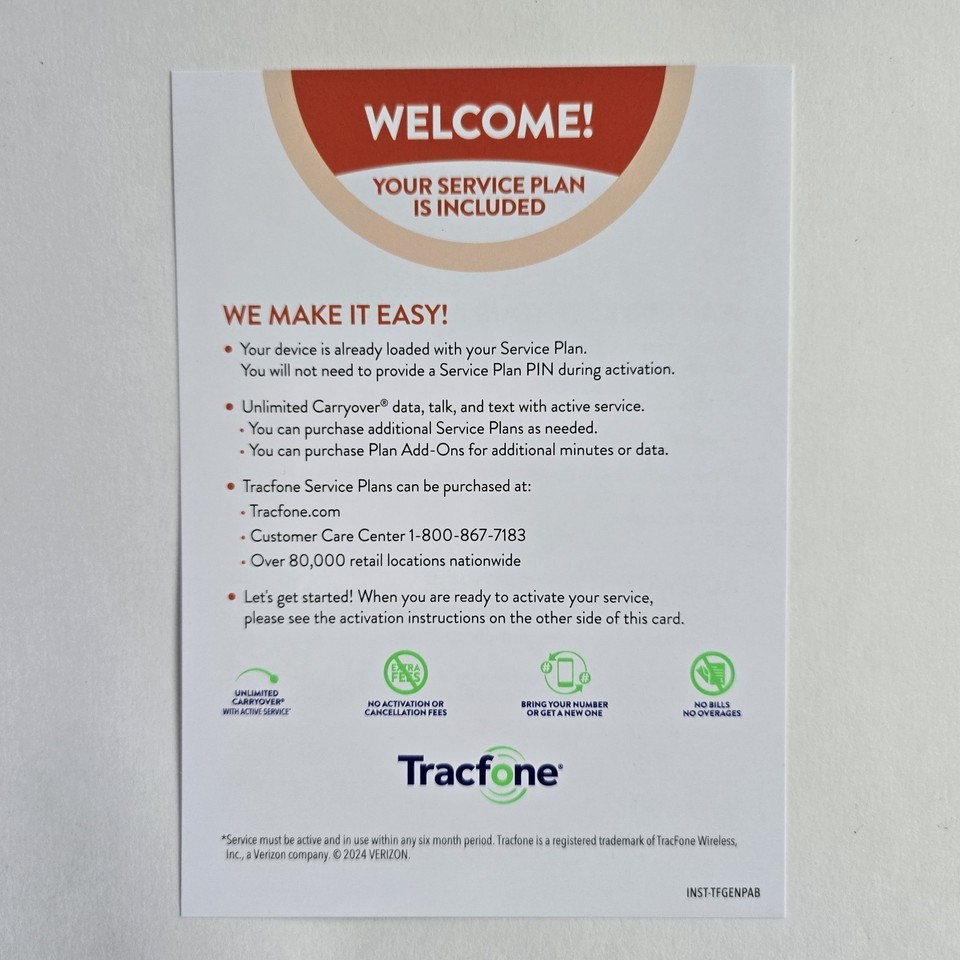 TracFone 1-Year service - 1500mins / 1500 Txts / 1.5GB Data (SIM only ...