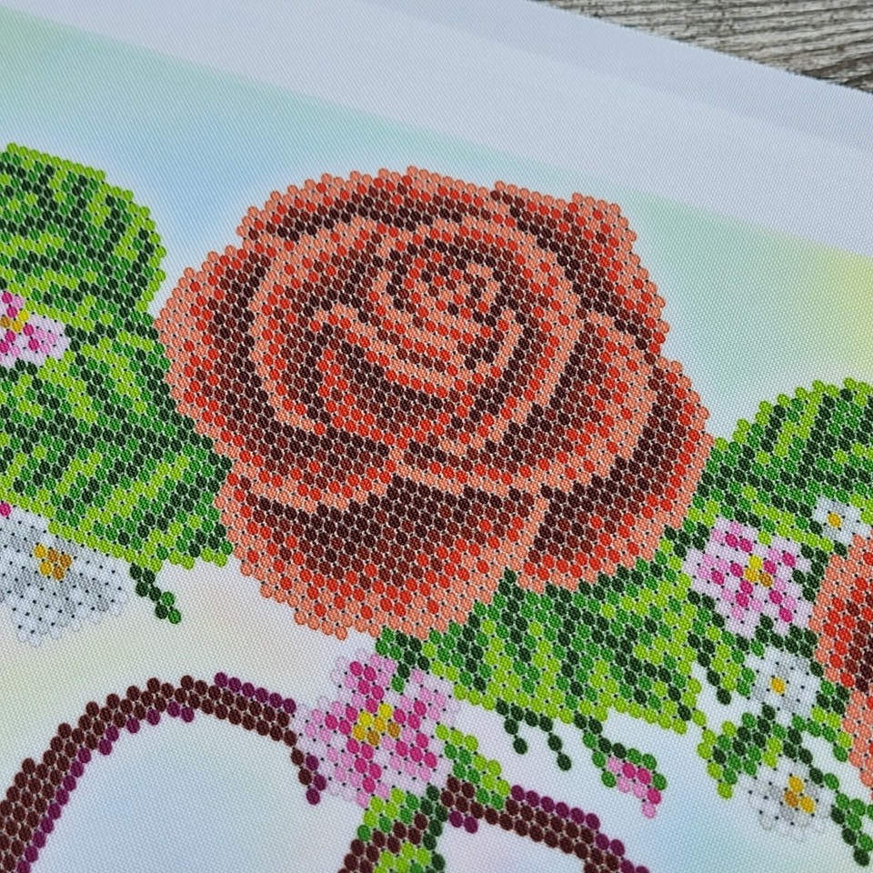 Bead Embroidery Kit DIY Beaded Stitching Stamped Bead Needlepoint Roses ...