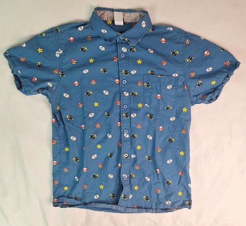 Super Mario Bros Fifth Sun Short Sleeve Button Down T-shirt Size Medium ...