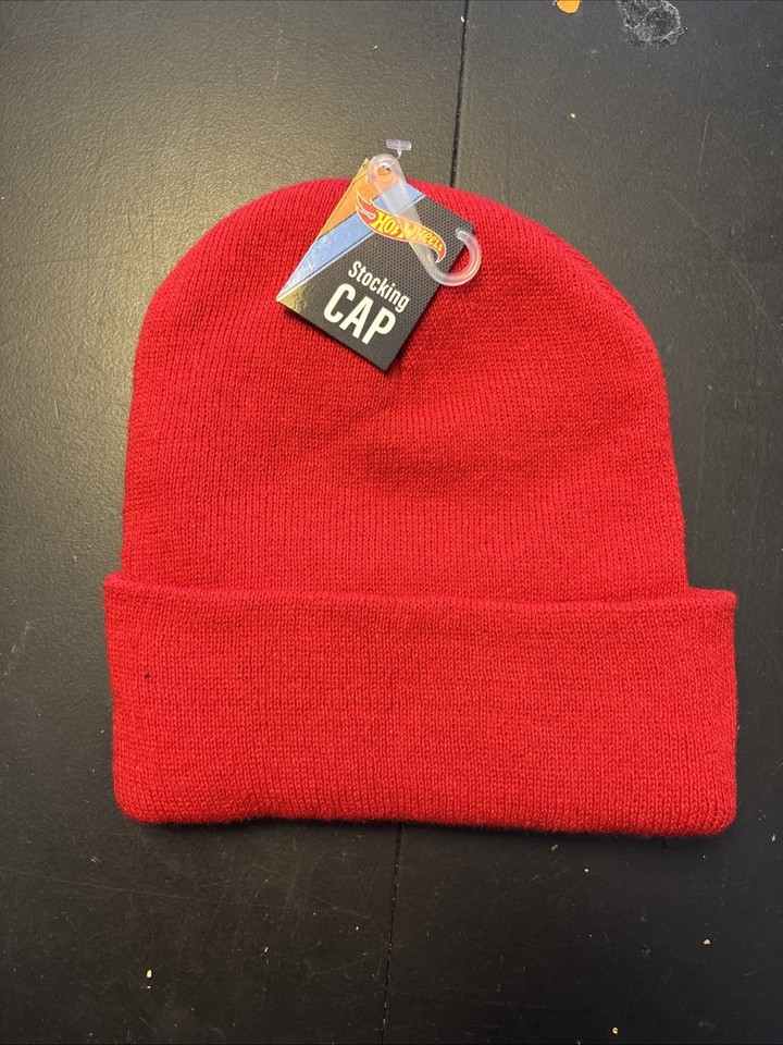 Hot Wheels Beanie Hat Unisex One Size Red Knitted Embroidered Logo ...
