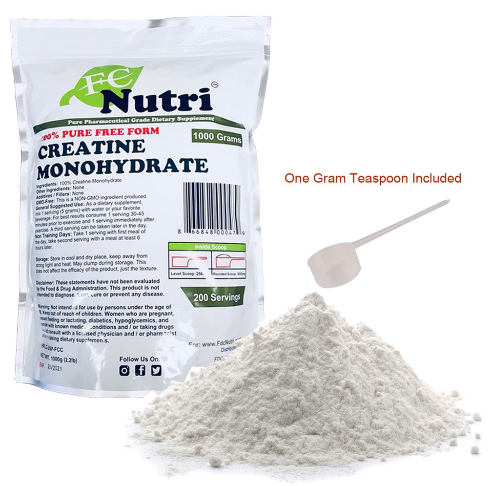 Creatine Monohydrate Powder x2 bags 1000g (2.2 lb) Micronized by ...