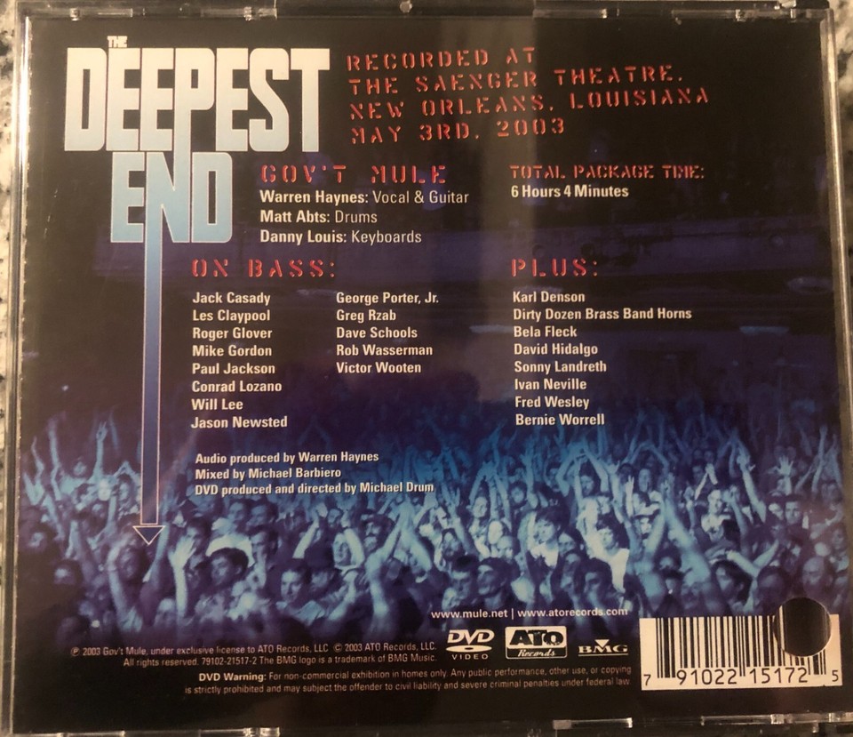 Gov't Mule 2 CD & DVD The Deepest End Live In Concert w/ special guests ...