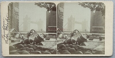 UK Inghilterra Londra Canoni E Tower Bridge Foto C1880 Stereo Vintage ...