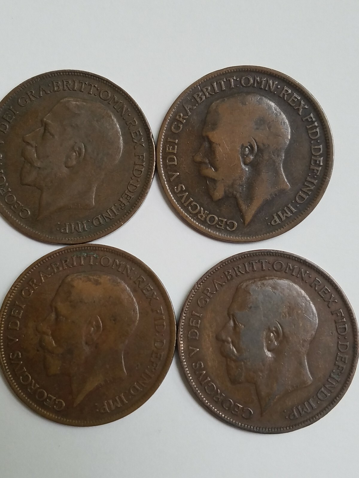 6 Coins! 1916 - 1921 GEORGIVS V DEI GRA BRITT OMN REX FID DEF IND ONE ...