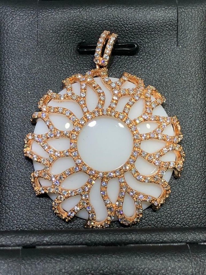 18k Oro Rosa Argento Sterling Bianco Zaffiro Resina Sunburst Halo ...