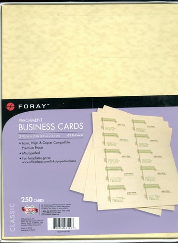 Foray Parchment Business Cards 3-1/2 x 2 in 65 lb microperfed 24 sheets ...