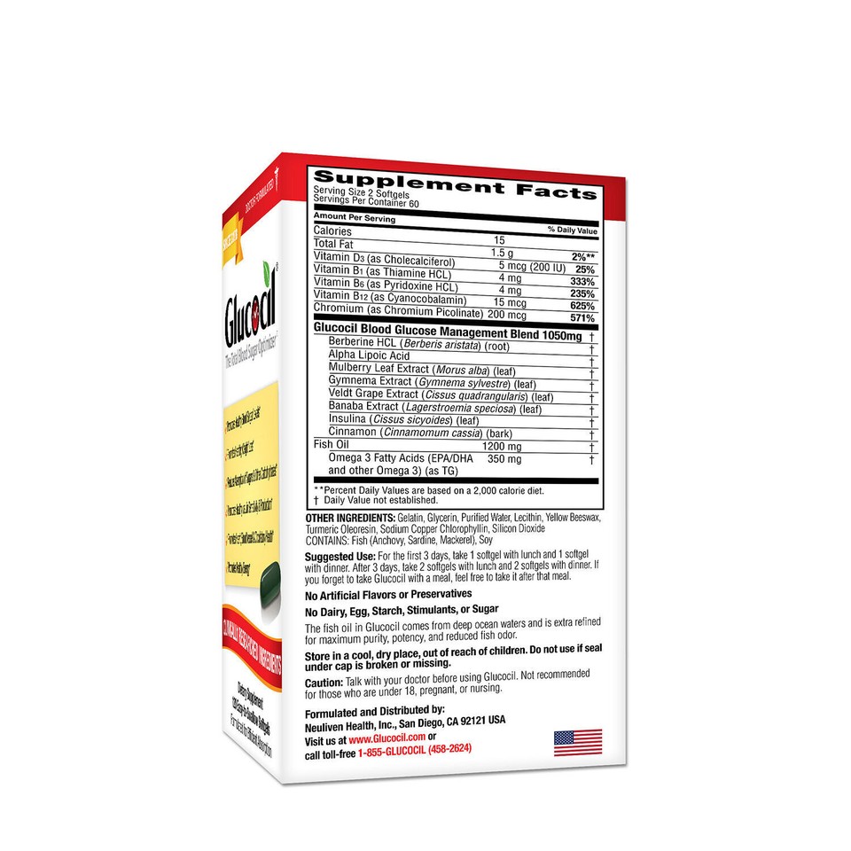 Glucocil Total Blood Sugar Optimizer Promotes Blood Sugar Level 120CT ...