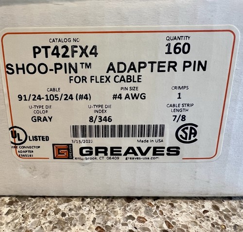 Greaves PT42FX4 Shoo-Pin Flex Cable Adapter #4 Lot Of 10 New! | eBay
