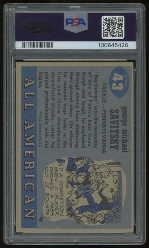 GEORGE SAVITSKY 1955 TOPPS ALL-AMERICAN #43 PSA 8 | eBay
