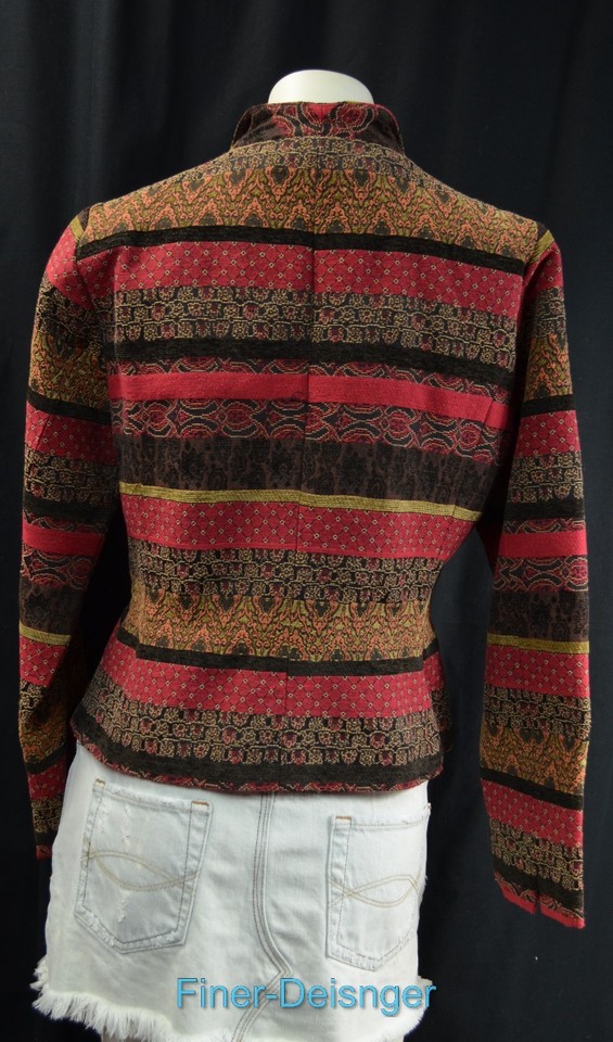 Coldwater Creek CWC shabby blazer chenille jacket art bolero coat crop ...