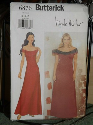 Vintage Uncut Butterick 6876 Nicole Miller Dress with Detach Collar 8 ...