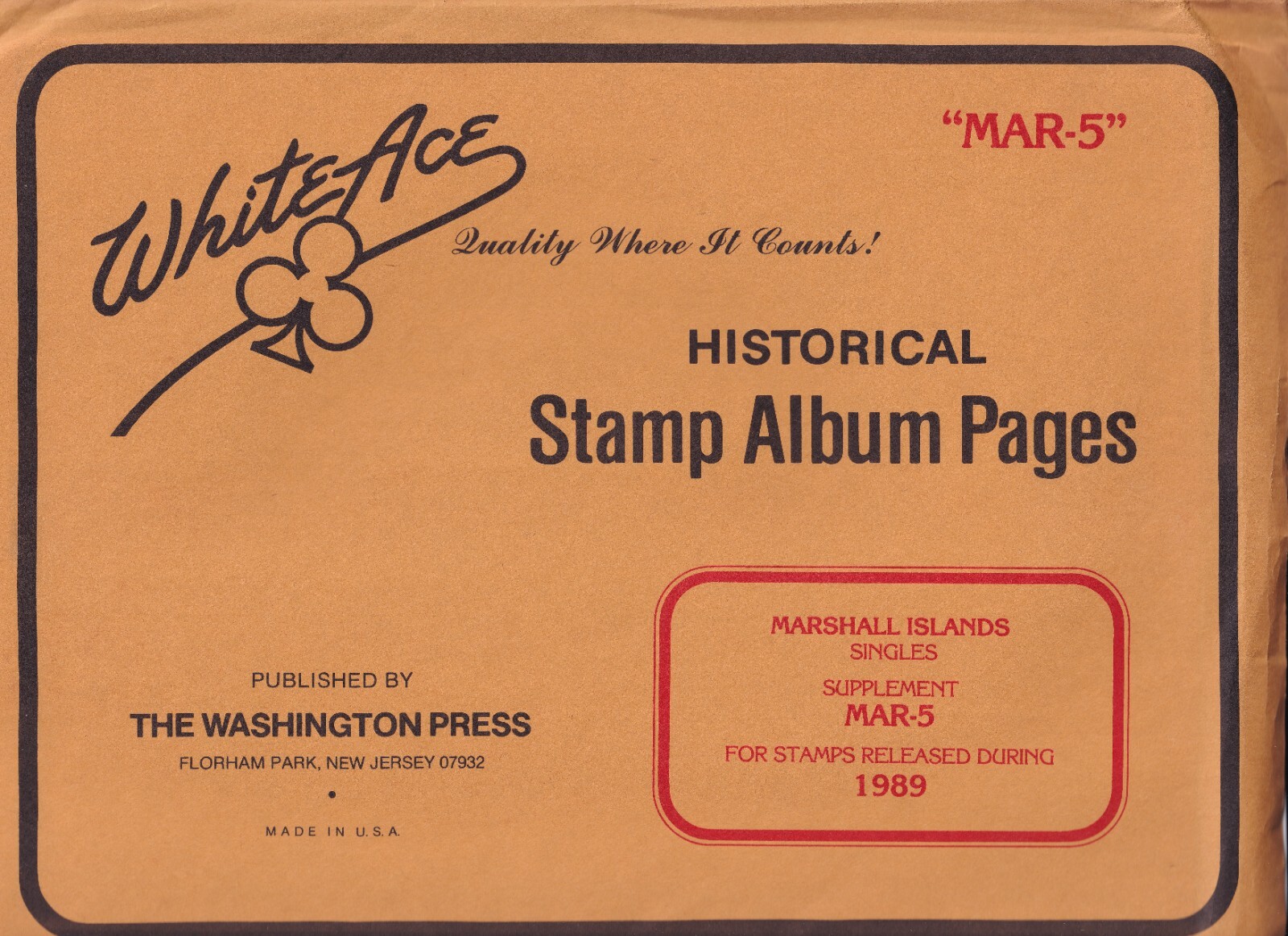 White Ace Stamp Album Pages - Marshall Islands - Singles - 1989 - MAR-5 ...