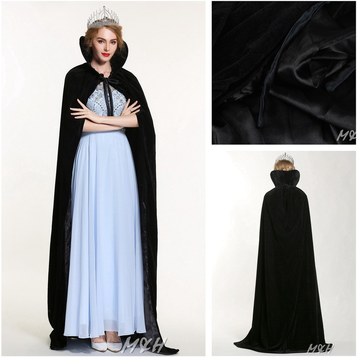 High Collar Cape Costume Navy Collar Neck Cape Cloak Wool Irish