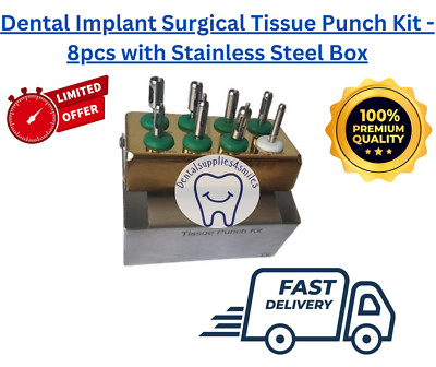 Dental Implant Surgical Tissue Punch Kit 8pcs with Stainless Steel Box ...