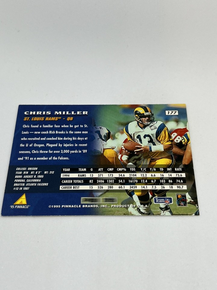 1995 Pinnacle Trophy Collection St. Louis Rams Football Card #177 Chris ...