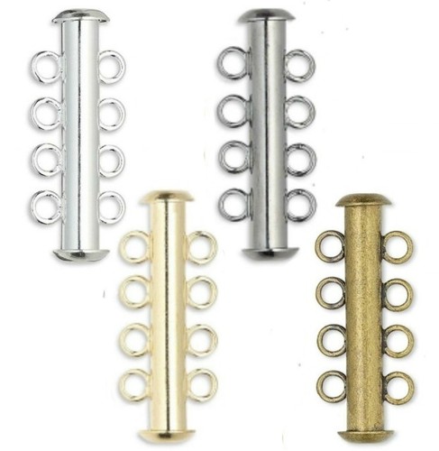 4 Strand Self Latching Slide Lock Tube Clasps With Loops ~ Multi Strand ...
