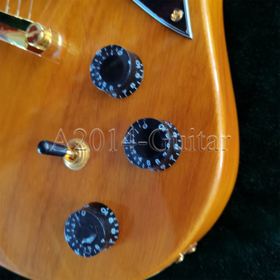 Custom Finish Transparent Yellow Electric Guitar Block Inlay Gold ...