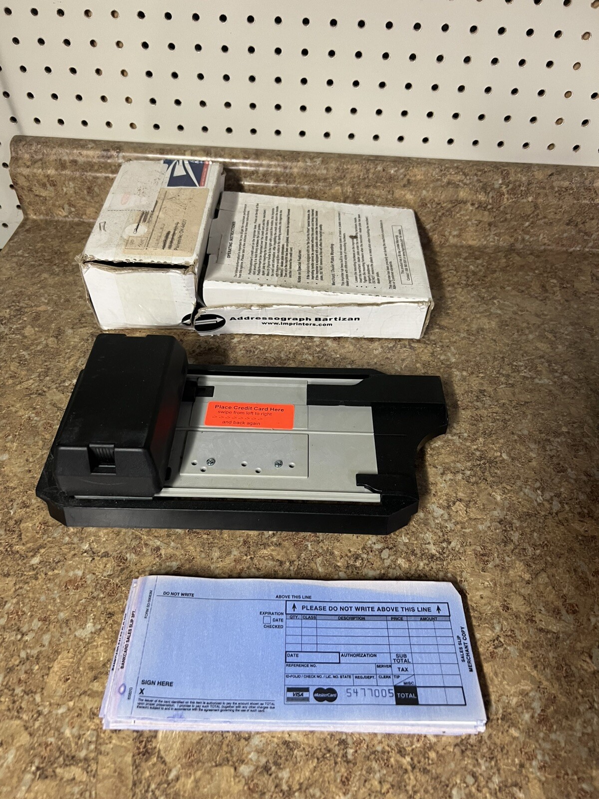 Manual Credit Card Imprinter Addressograph Bartizan Machine Slider Box ...