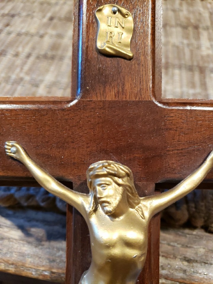 Vintage Wood / Wooden Wall Crucifix Cross Last Rites Sick Call Box/Set ...