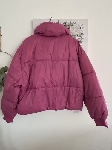American Eagle Chill Full Zip/Snap Puffer Jacket Pink Women’s Size XL NWT | eBay