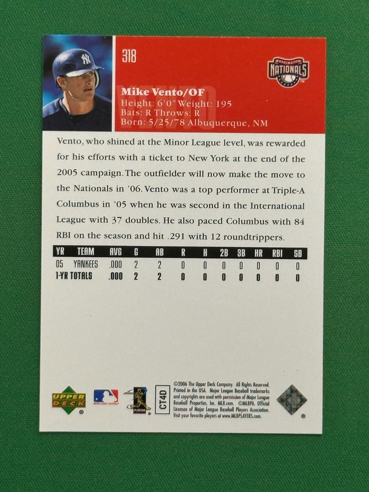 2006 Upper Deck Series One Baseball #318 Mike Vento | eBay