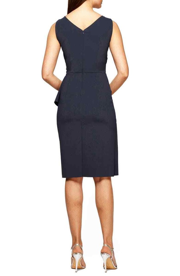 Alex Evenings Navy Blue Side Ruched Cocktail Dress Size 8 | eBay