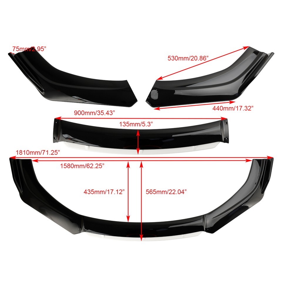 Universal Car Front Bumper Lip Body Splitter Diffuser Protector Black ...