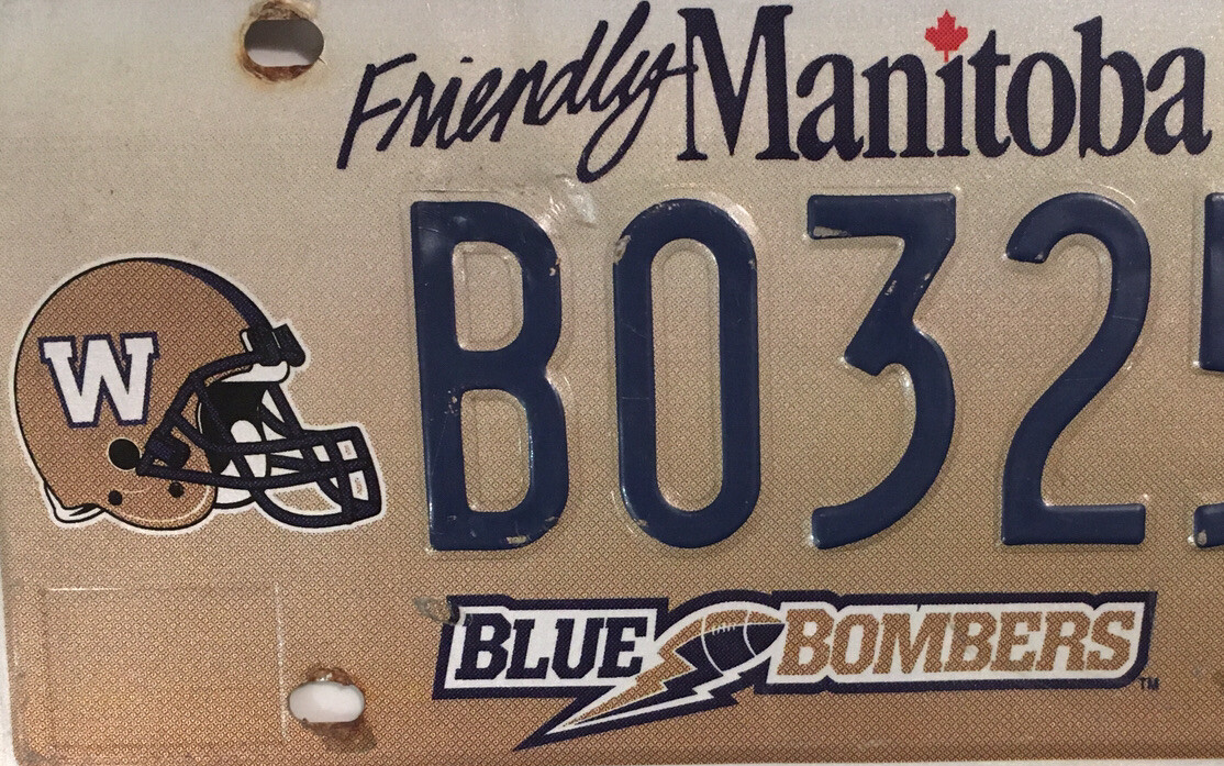 Manitoba WINNIPEG BLUE BOMBERS license plate Canada Football League ...
