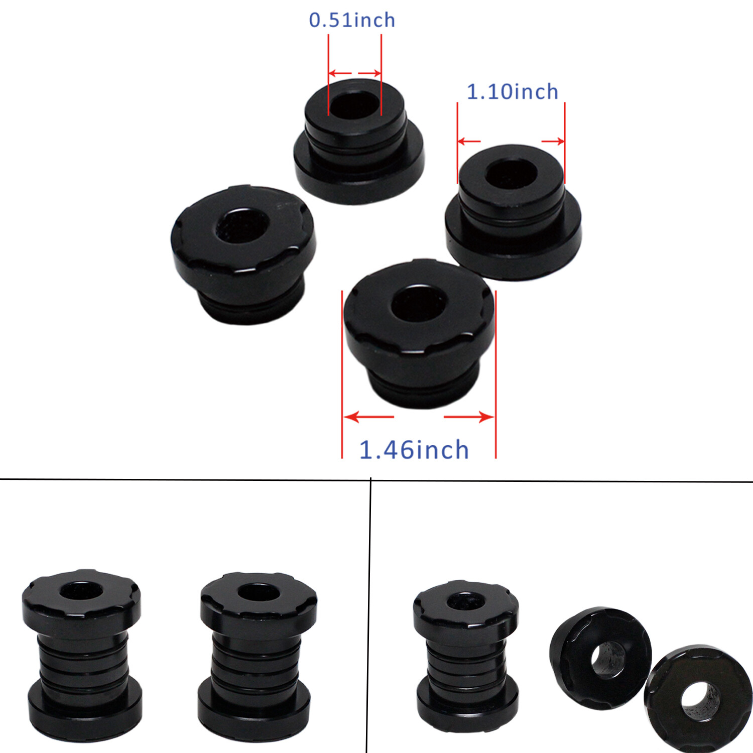 4PCS Black Solid Handlebar Riser Bushings for Harley Sportster XL Street Bob FXD | eBay