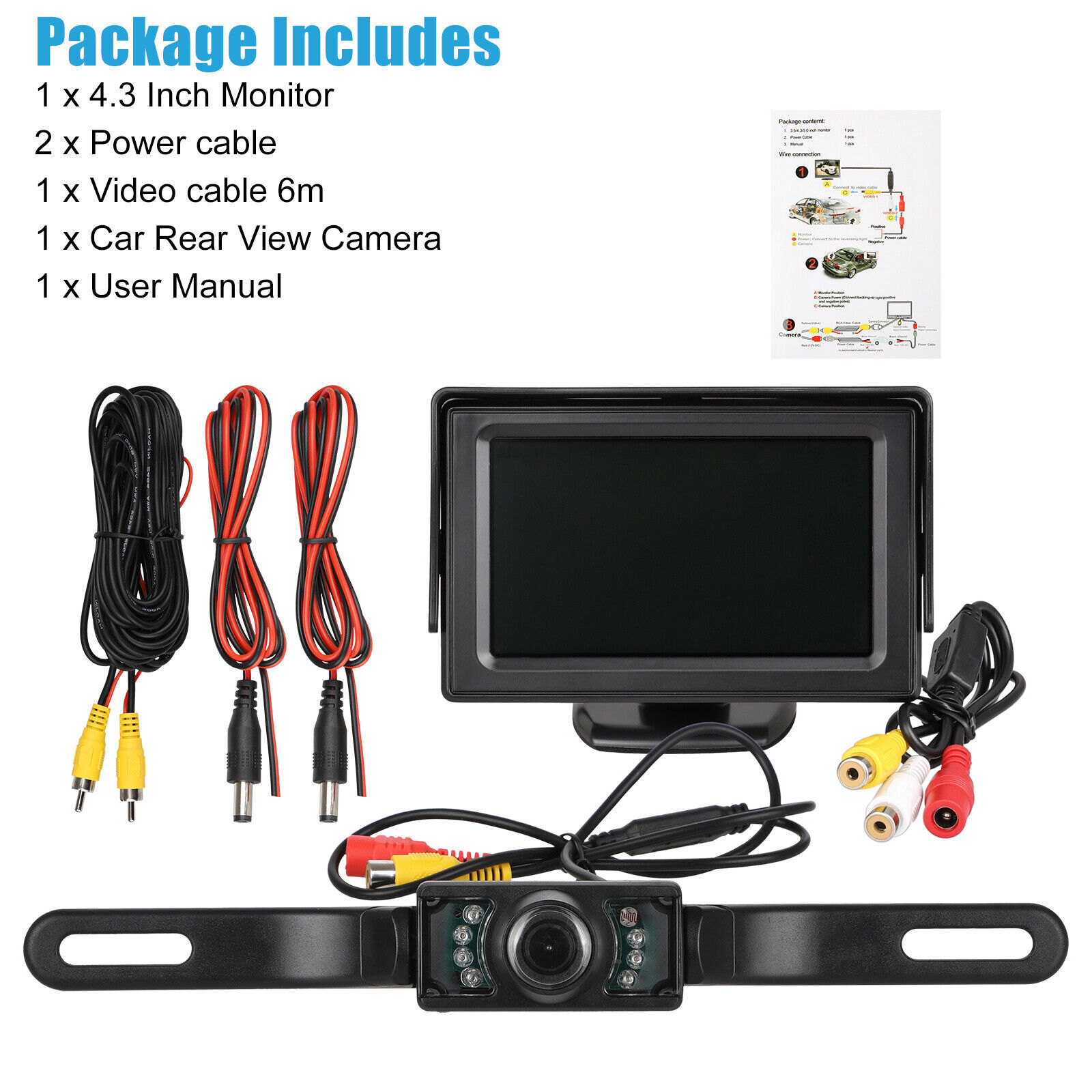 4.3" LCD Car Rear View Backup Monitor Screen for Backup Reversing ...