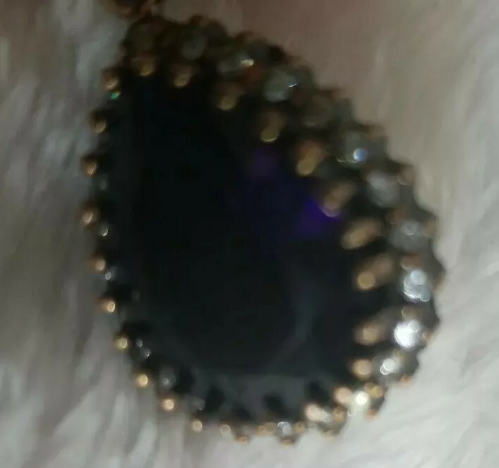 New MIDNIGHT blue SAPPHIRE &topaz halo .925 Silver -w/gold ov PENDANT ...