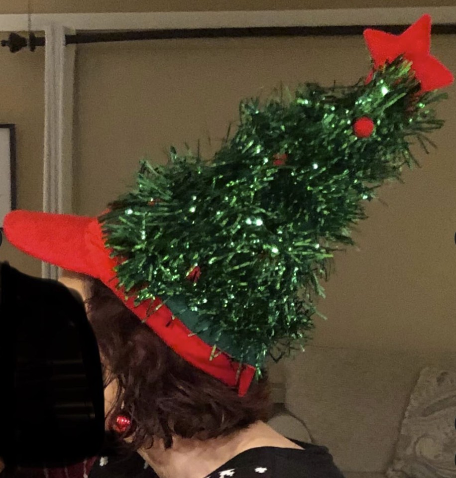 Christmas Tinsel Tree Visor Hat - Funny Gag Gift, Holiday Costume Prop ...