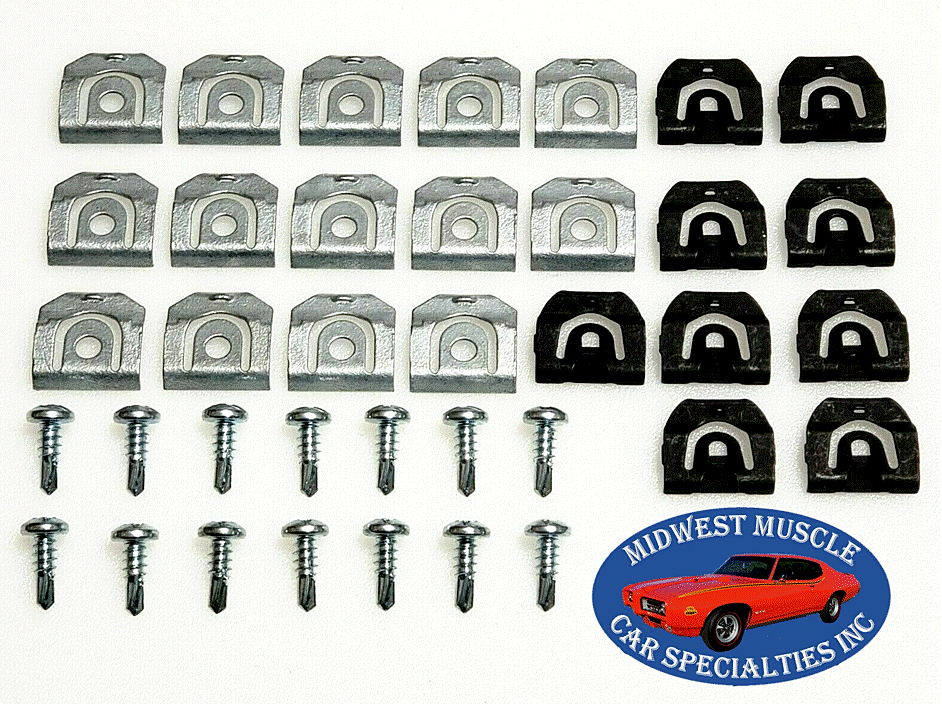 64-67 GM A Body Convertible Front Windshield Window Trim Molding Clips ...