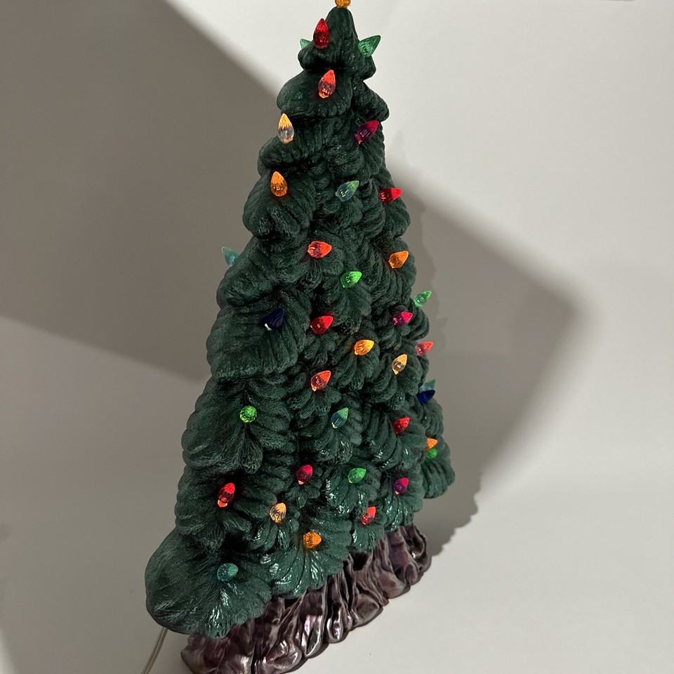 Vintage 1990 Nowell's Lighted Ceramic Christmas Tree 18” Tall Mantle ...