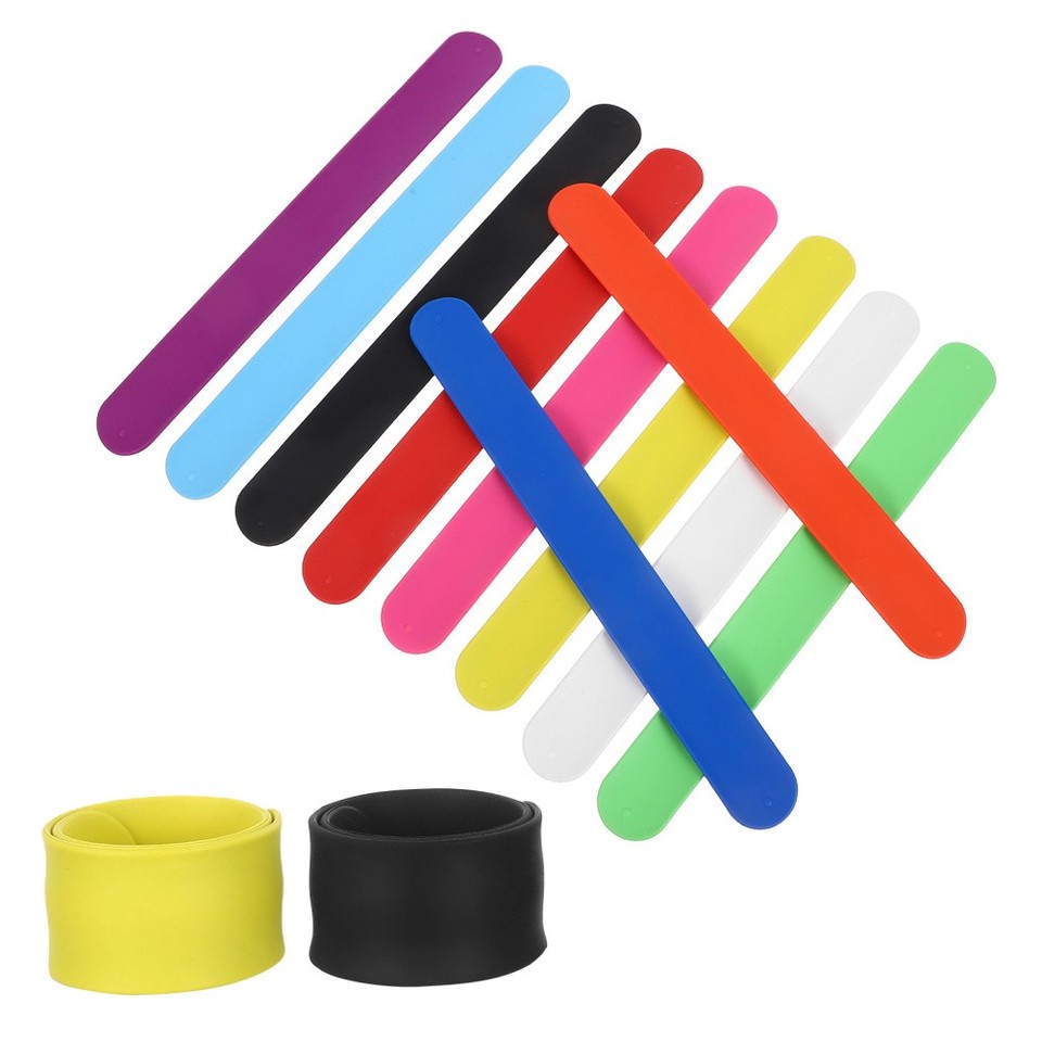 20 Pcs Rainbow Snap Circle Band Bracelets Party Silicone Assorted Color ...