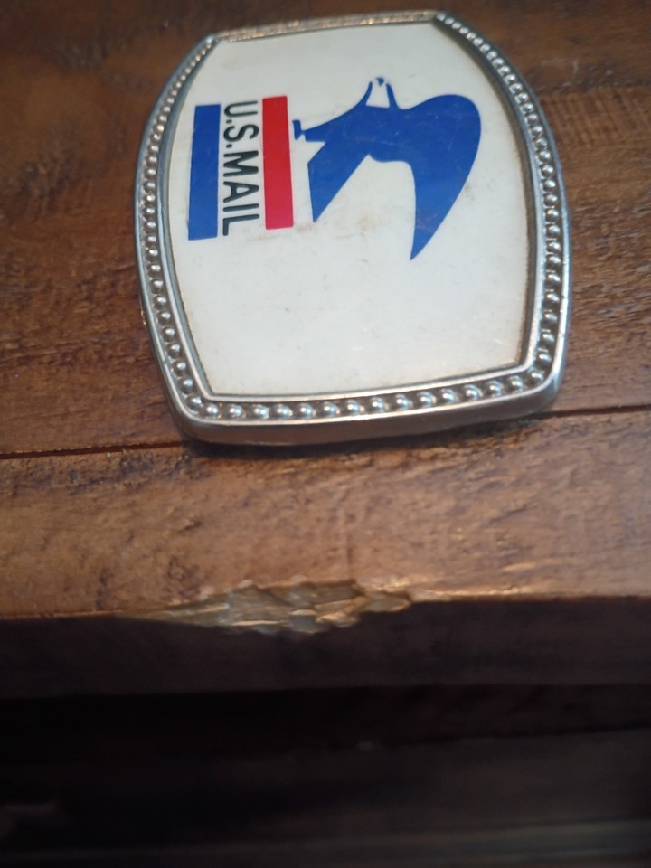 vintage U.S. MAIL belt buckle post office eagle USPS metal enamel ...