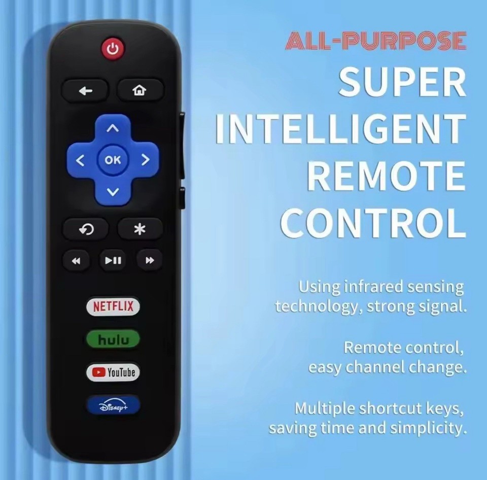 New Replacement Remote For Roku TV TCL Sanyo Element Haier RCA LG Onn ...