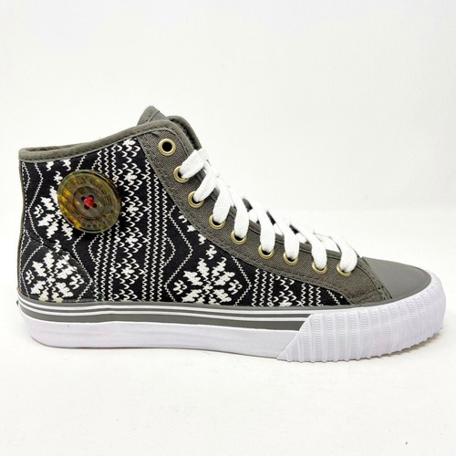 PF Flyer Center Hi Grey White Snowflake Mens Retro Casual Sneakers ...
