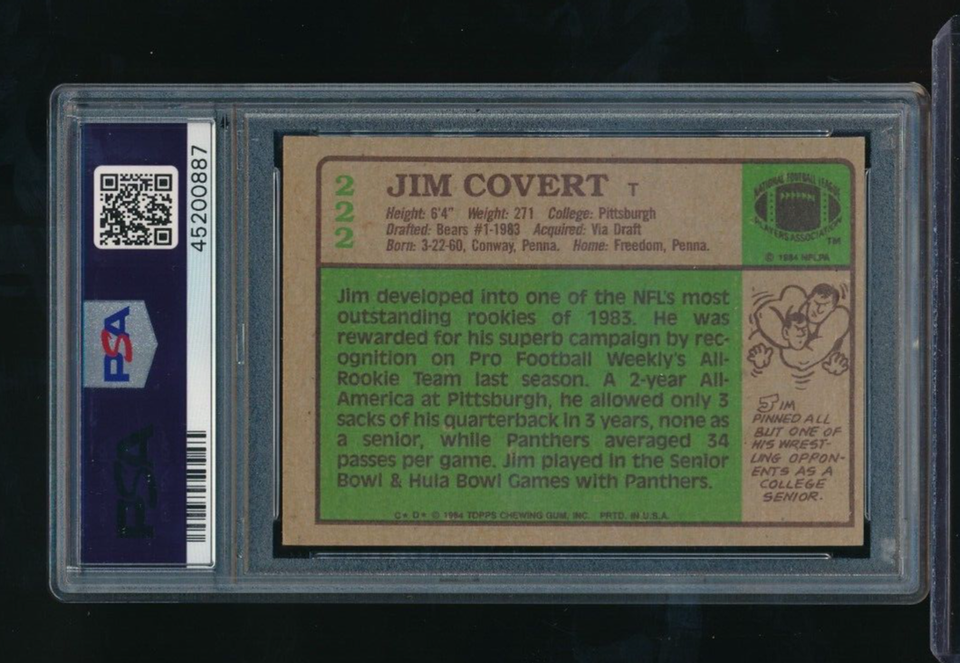 1984 Topps #222 Jim Covert rookie PsA 6 signed auto PSA/DNA crisp blue ...