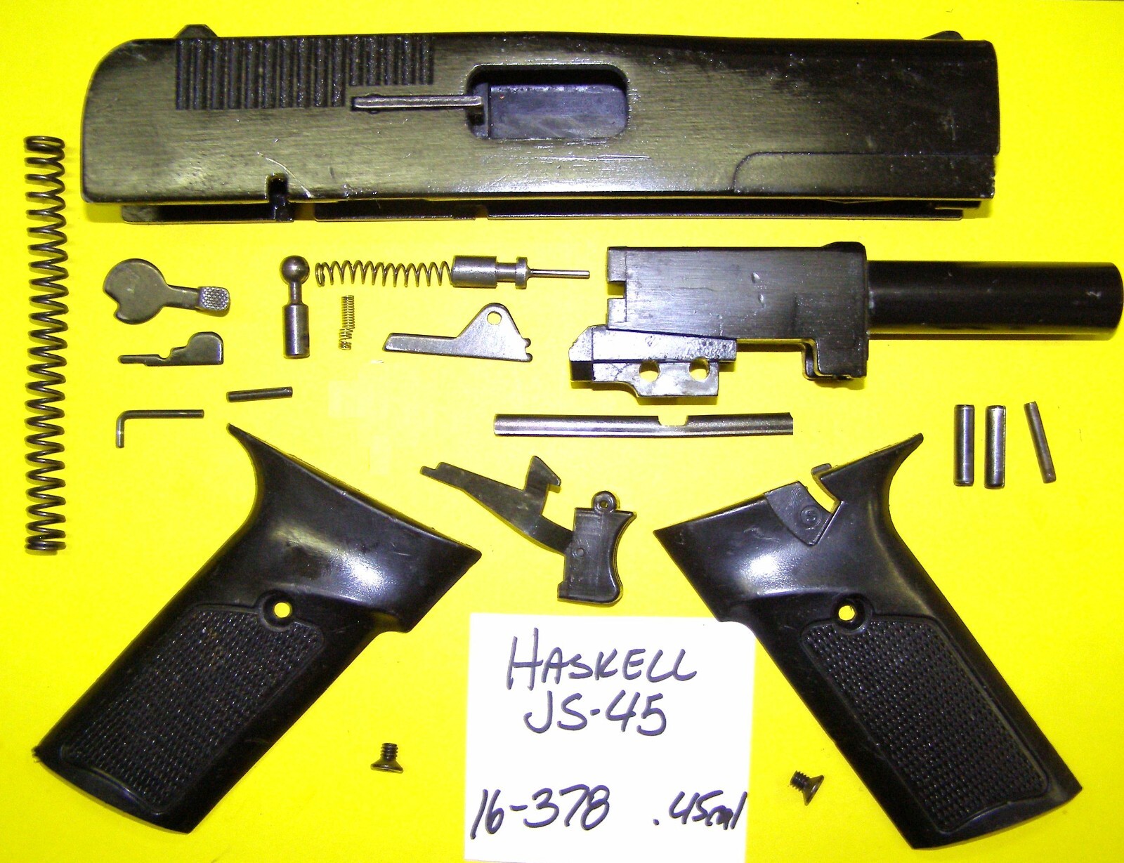 HASKELL JS 45 Pistol Parts Nice .45 ACP Slide Barrel Retainer Grips #16 ...