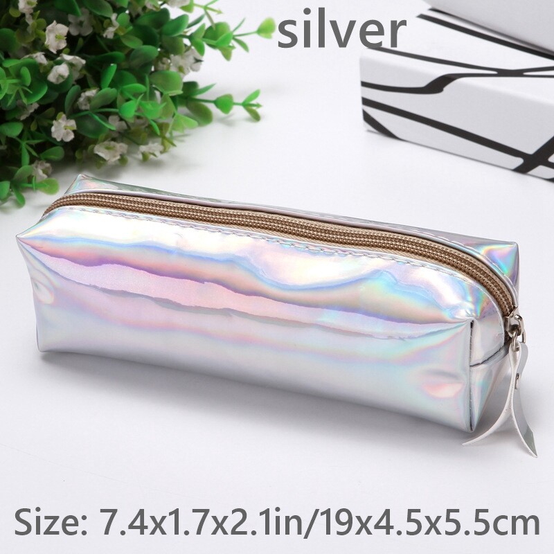 1X School Student Pencil Bag Case Laser Zipper Sketch Pen Box ...