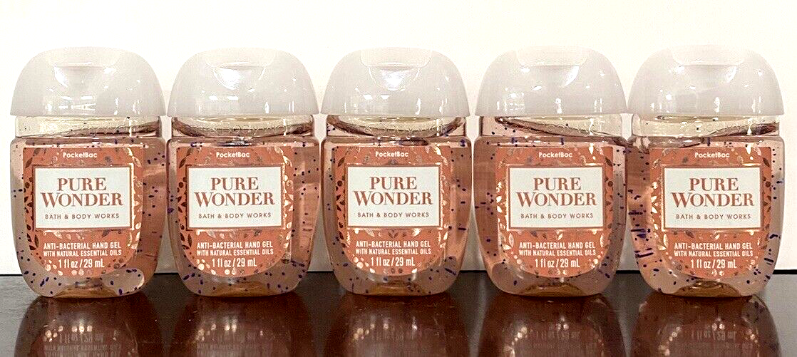 Bath & Body Works LOT OF 5 PURE WONDER PocketBac Hand Sanitizers Anti ...
