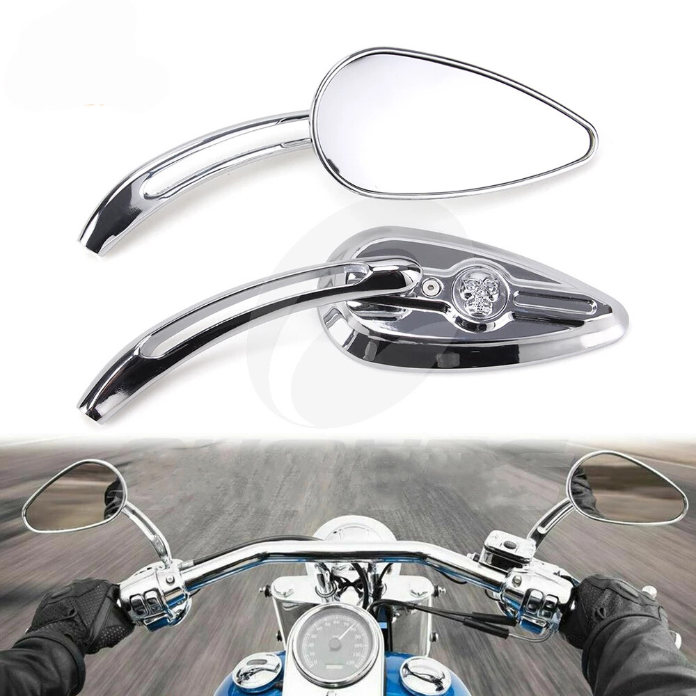 Chrome Motorcycle Skull Mirrors For Harley Davidson Road King Fatboy ...