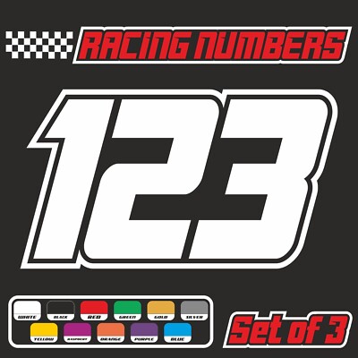 3x Custom Race Numbers Stickers Decals Racing Dirt bike MX Motocross ...
