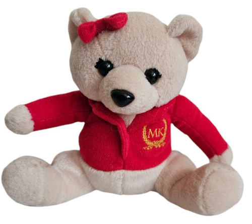 Initials MK Mary Kay Sitting Teddy Bear Red Jacket Stuffed Animal Plush ...