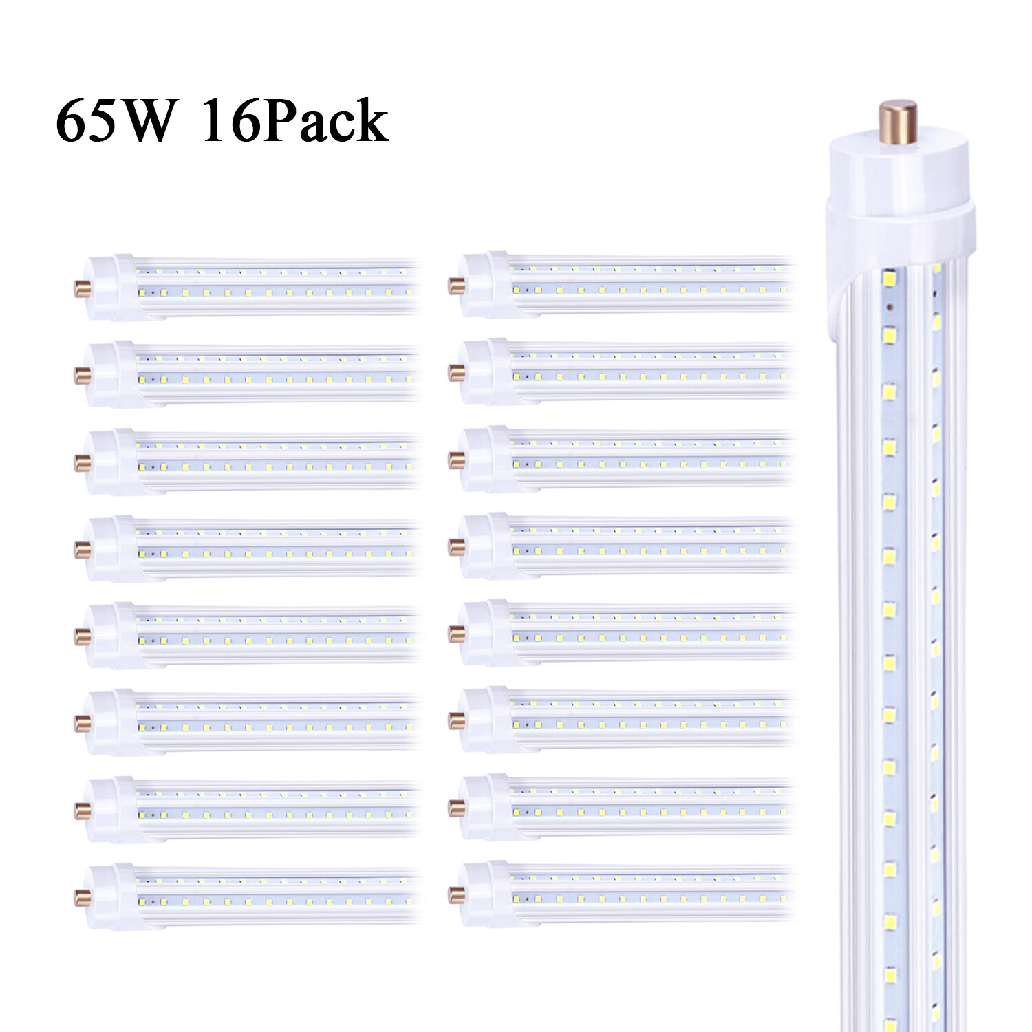 16 Pack 8FT Single Pin Led Tube Light Bulbs 65W FA8 8 Foot Led Shop ...