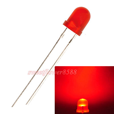 100pcs 8mm Red Diffused LED Ultra Bright 8MM RED DIFFUSED led Light ...