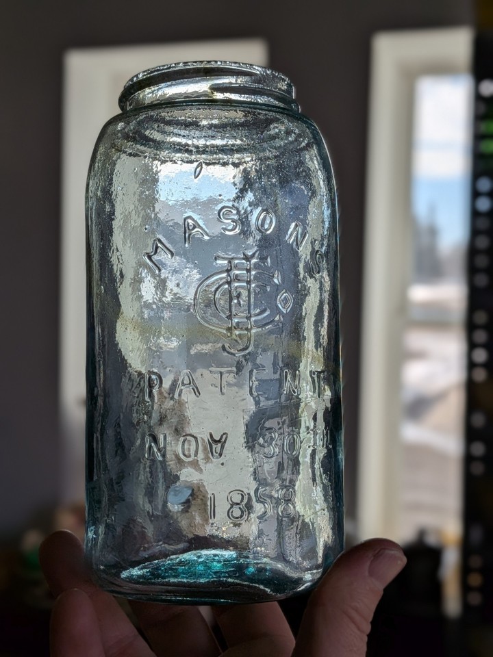 Error Upside Down A NOV Quart CFJ Mason Fruit Jar | eBay