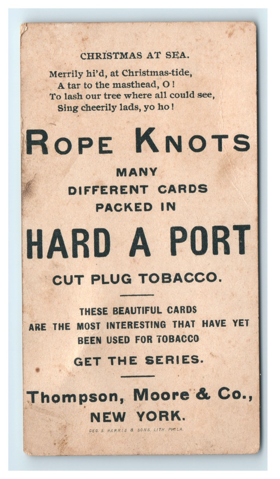 Christmas at Sea Rope Knots Hart a Port Cut Plug Tobacco Trade Card | eBay